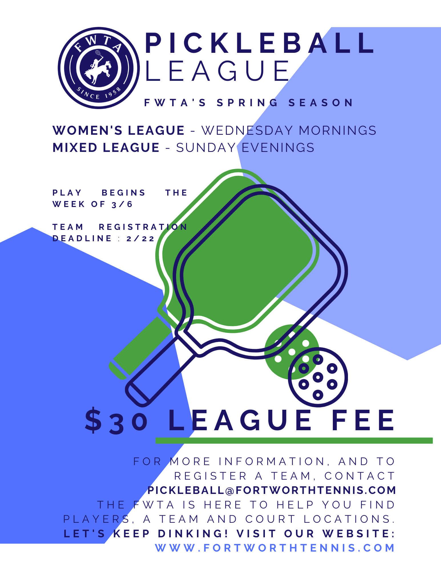 Pickleball Leagues | Fort Worth Tennis Association