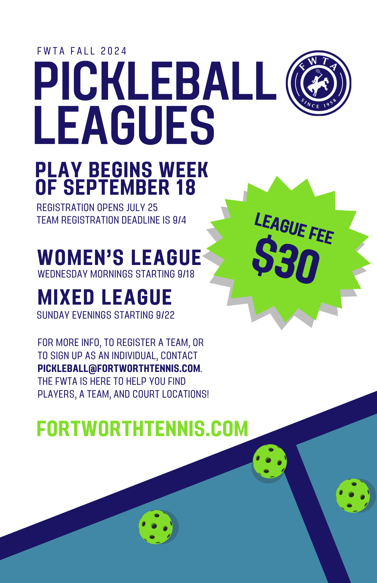 Pickleball Leagues | Fort Worth Tennis Association